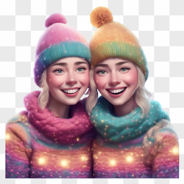 Download Cheerful Young Women in Colorful Sweaters Cartoons Online ...