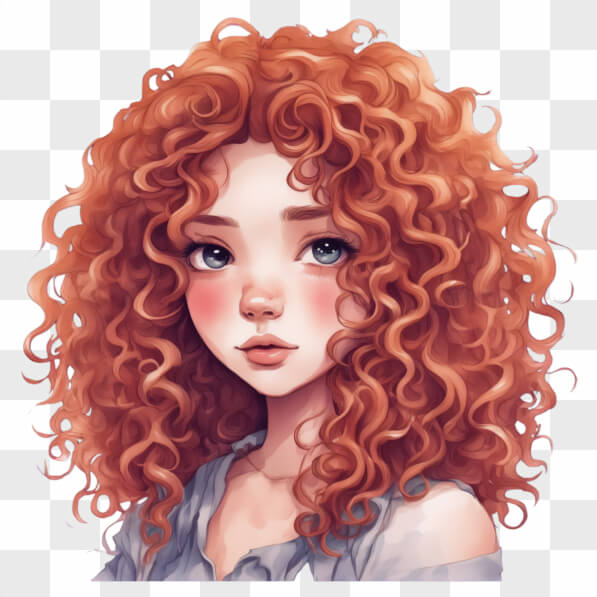 Download Stylized Portrait of a Young Girl with Curly Hair Cartoons ...