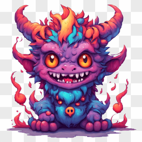 Download Colorful Cartoon Monster with Flames Cartoons Online ...