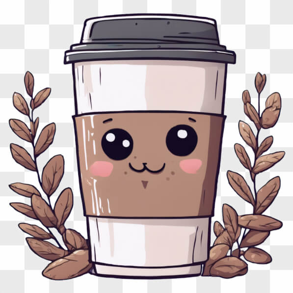 Download Cute Animated Coffee Cup with Leaves Cartoons Online ...