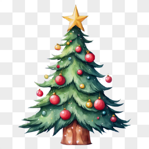 Download Decorated Christmas Tree with Ornaments and Star Cartoons ...