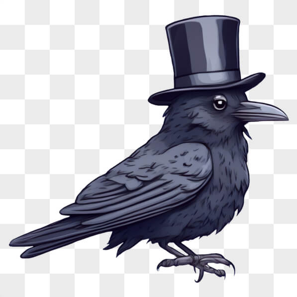 Download Cartoon Raven with Top Hat Cartoons Online - Creative Fabrica