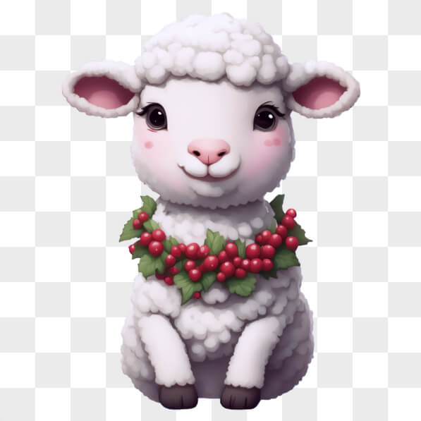 Download Adorable Cartoon Lamb with Holiday Wreath Cartoons Online ...