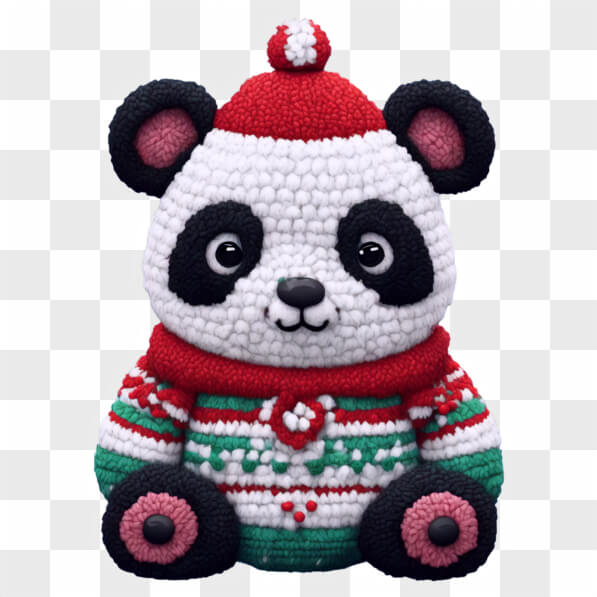 Download Festive Knitted Panda Toy Cartoons Online - Creative Fabrica