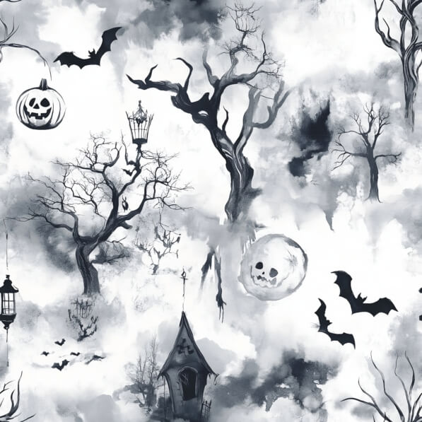 Download Halloween-themed pattern with bats, pumpkins, and haunted ...
