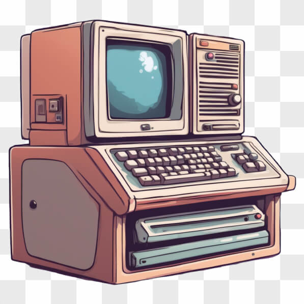 Download Vintage Computer with Bulky Monitor and Keyboard Cartoons ...