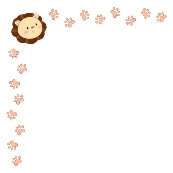 Download Cute Cartoon Lion with Paw Prints Borders & Corners Online ...