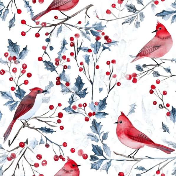 Download Pattern of Cardinals and Berries Patterns Online - Creative ...