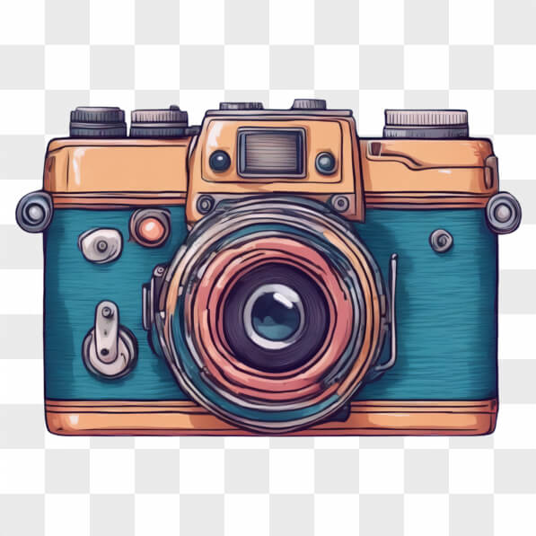 Download Vintage Camera with Teal and Orange Design Cartoons Online ...