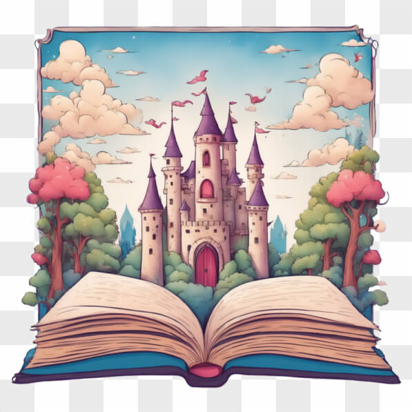 Download Whimsical Castle Illustration in an Open Book Cartoons Online ...