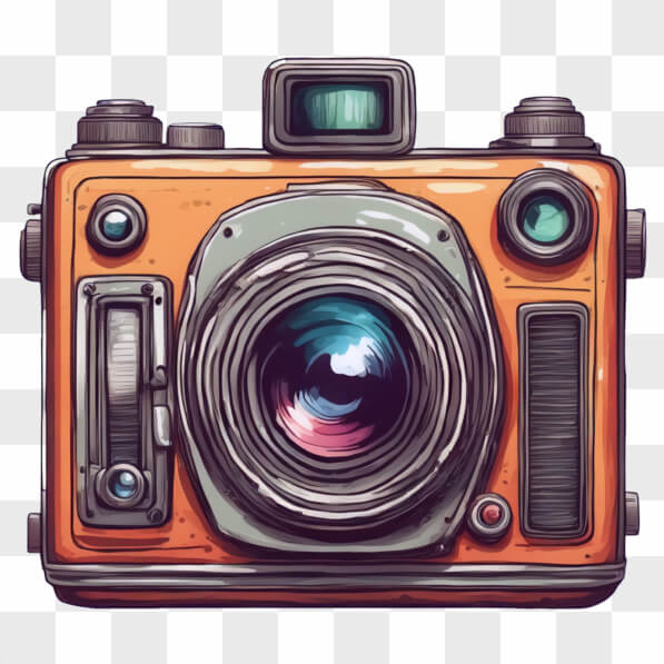 Download Vintage Orange Camera Cartoons Online - Creative Fabrica