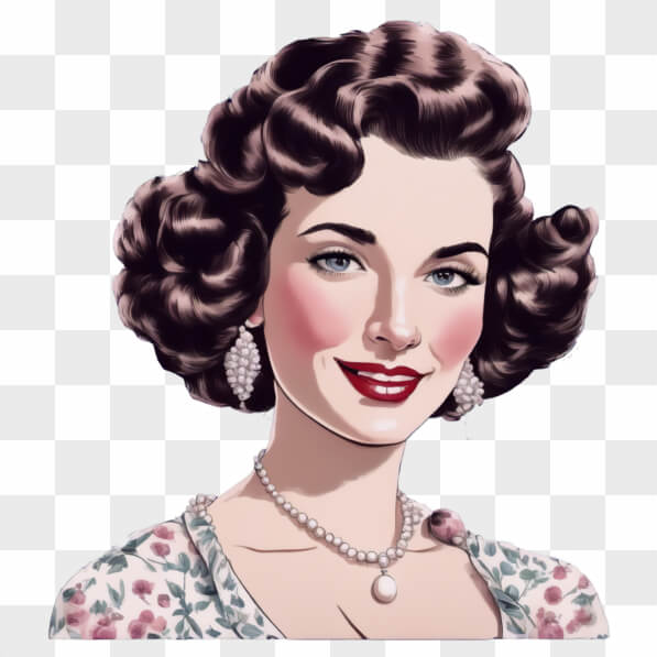 Download Vintage Glamorous Woman with Curly Hair Cartoons Online ...