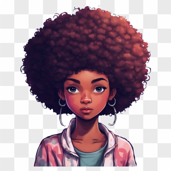 Descarga Retrato de una niña joven con peinado afro Cartoons En Línea - Creative Fabrica