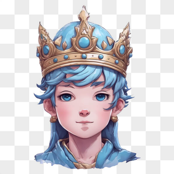 Download Regal Character with Blue Hair and Crown Cartoons Online ...