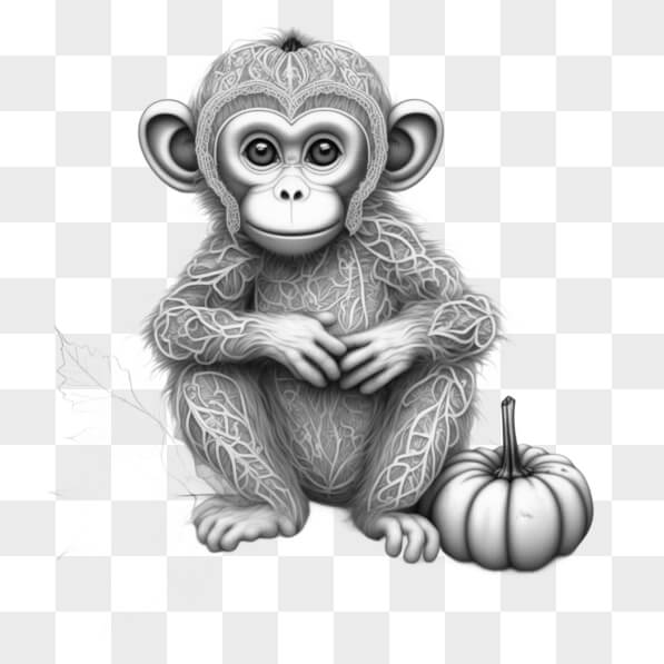 Descarga Ilustración artística de un mono con calabaza Bocetos En Línea ...