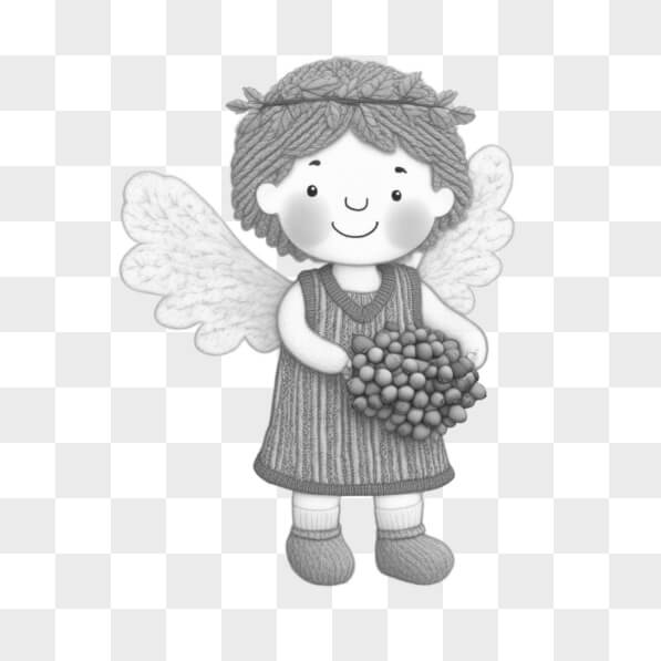 Download Cute Angel Character Holding Grapes Sketches Online - Creative ...