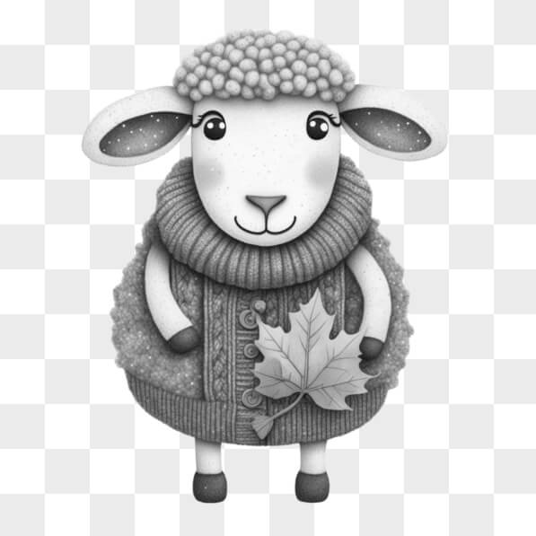 Download Cute Cartoon Sheep in Sweater with Maple Leaf Sketches Online ...