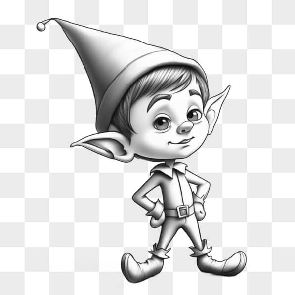 Descarga Personaje de elfo de dibujos animados en escala de grises ...