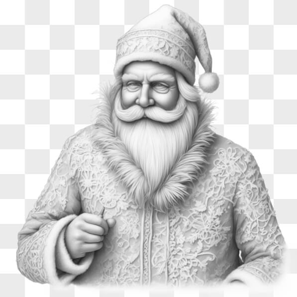Download Traditional Santa Claus Illustration in Black and White ...