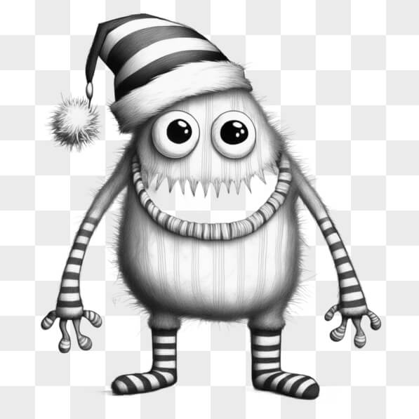 Download Cartoon Monster Character in Striped Hat Sketches Online ...
