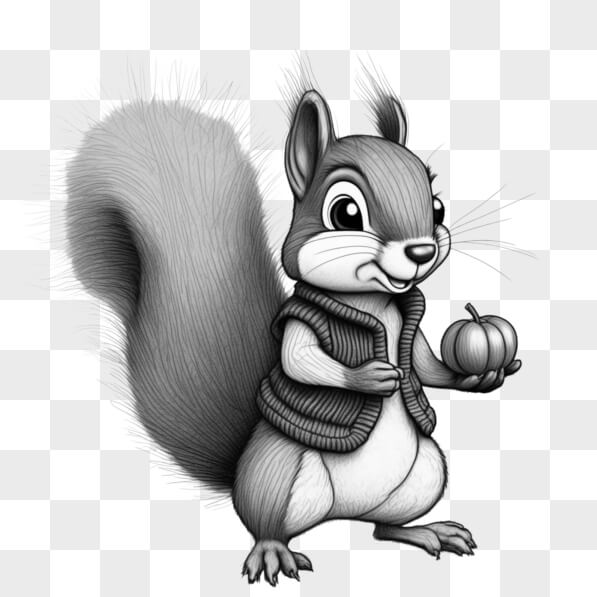 Download Cartoon Squirrel Holding an Apple Sketches Online - Creative ...