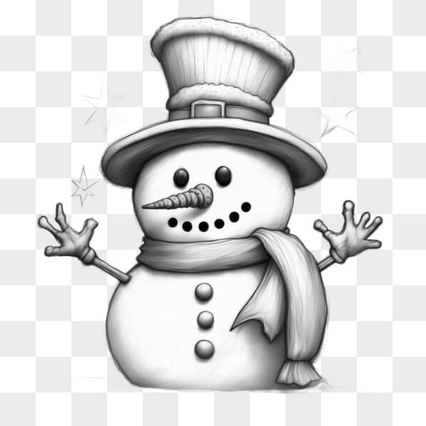 Télécharger Bonhomme de neige fantaisiste en noir et blanc Esquisses En ...