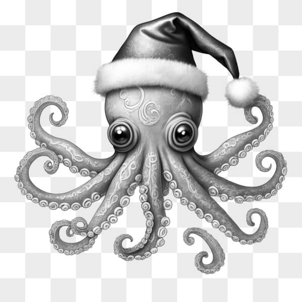 Download Octopus in Santa Hat Sketches Online - Creative Fabrica
