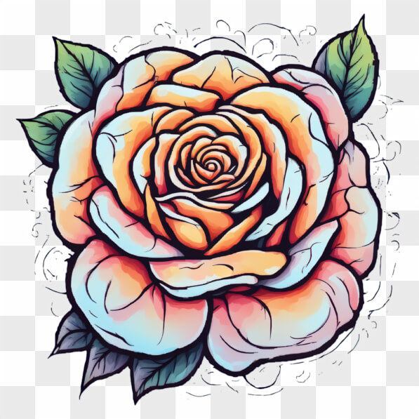 Download Illustrated Rose in Vibrant Colors Cartoons Online - Creative ...