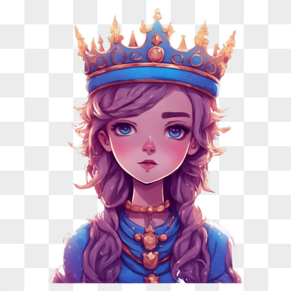 Download Regal Young Queen with Crown Cartoons Online - Creative Fabrica