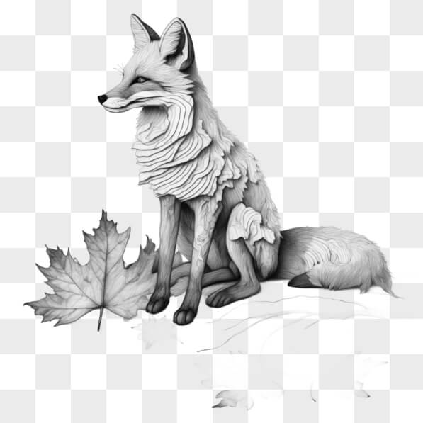 Download Illustration of a Fox with Maple Leaves Sketches Online ...