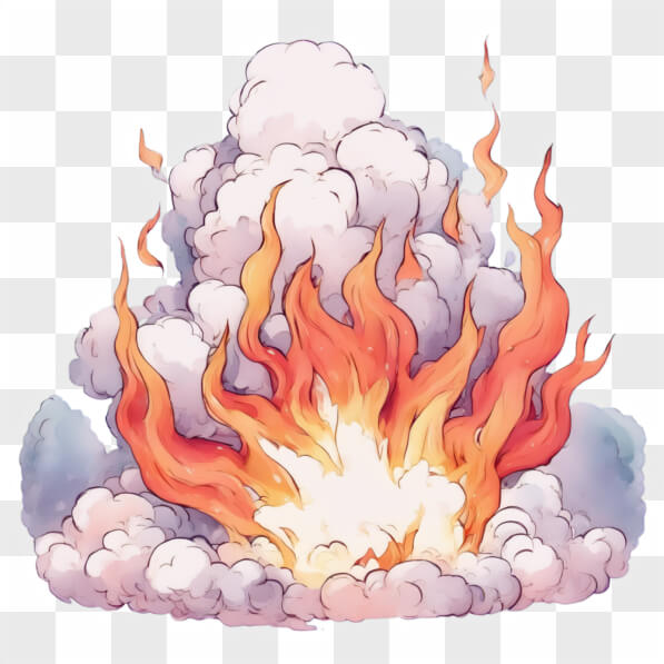 Baixe Explosão Vibrante de Chamas e Fumaça Cartoons - Creative Fabrica