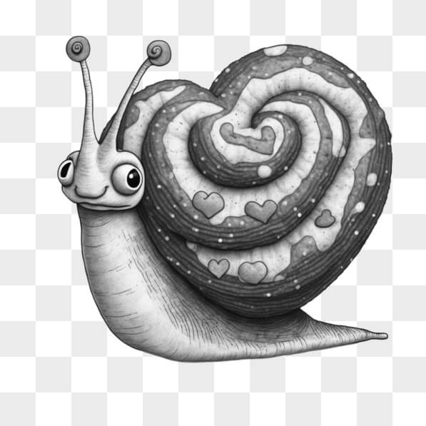Download Whimsical Cartoon Snail with Heart-Shaped Shell Sketches ...