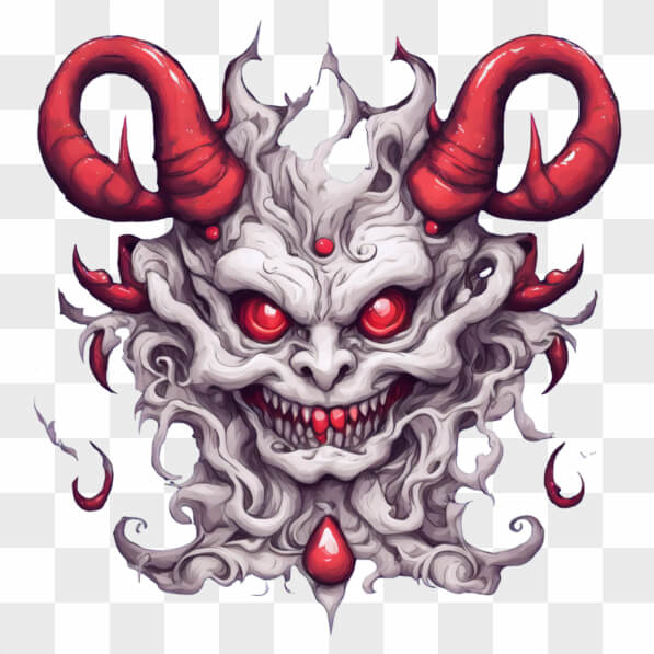 Download Demon Face Artwork with Red Horns and Eyes Cartoons Online ...
