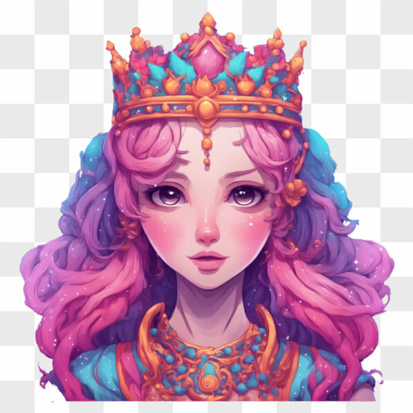Download Illustration of a Young Queen with Colorful Crown Cartoons ...