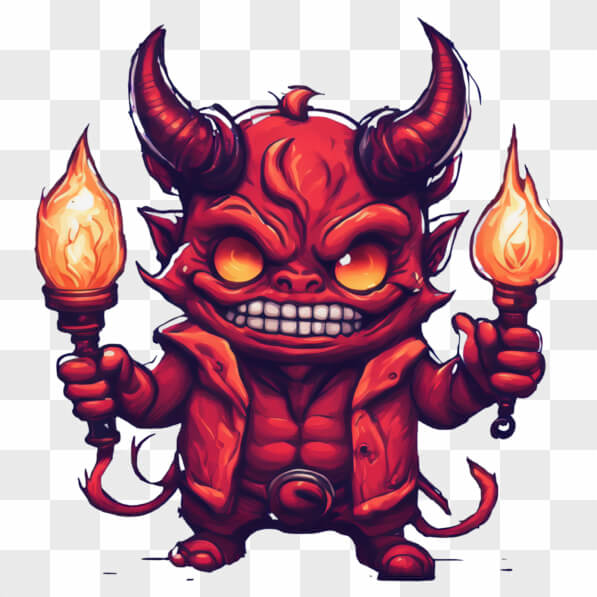 Download Cartoon Demon Character Holding Torches Cartoons Online ...