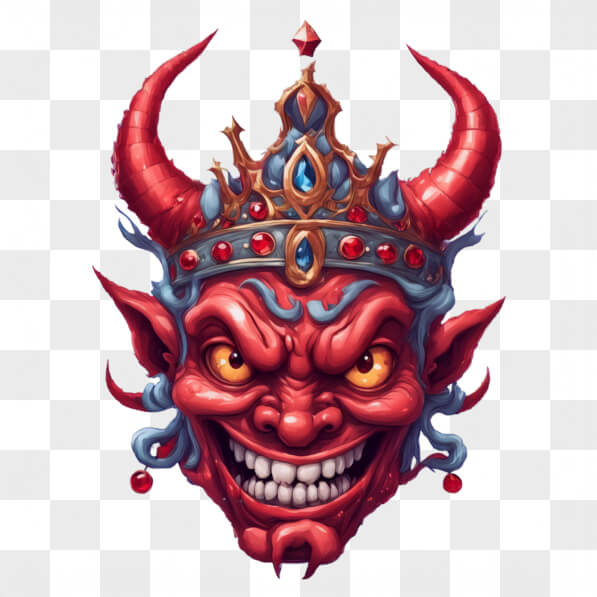 Download Stylized Demon Face with Crown Cartoons Online - Creative Fabrica