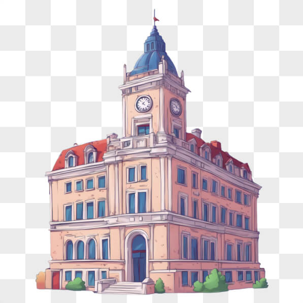 Download Historical Building with Clock Tower Cartoons Online ...