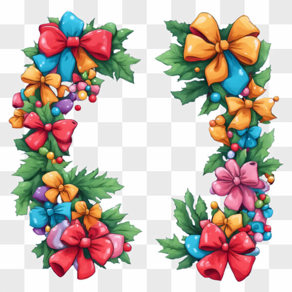 Download Colorful Holiday Wreath with Bows and Berries Cartoons Online ...