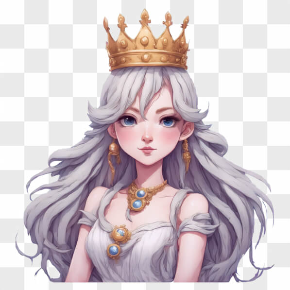 Download Illustration of a Silver-Haired Princess with Crown Cartoons ...