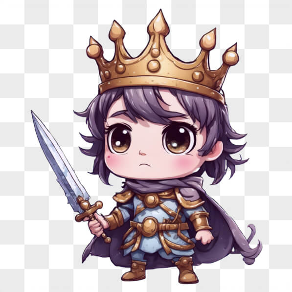 Download Chibi King Character with Sword Cartoons Online - Creative Fabrica