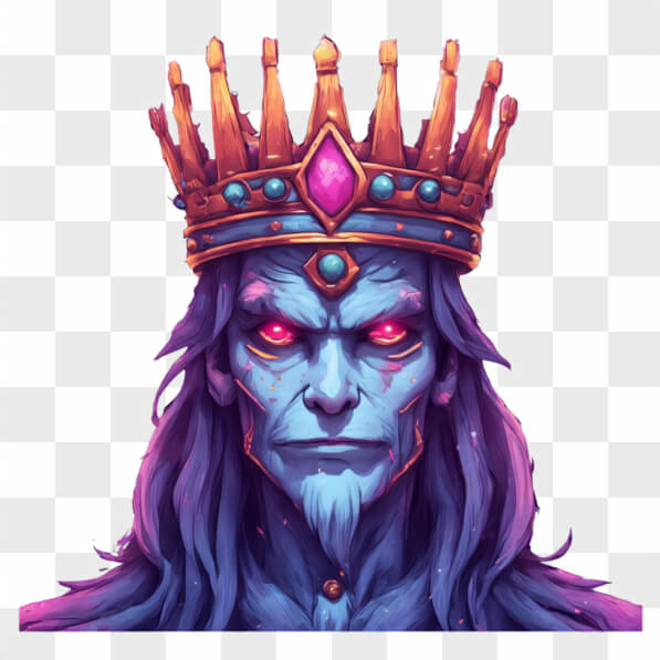 Download Mystical Blue King with Crown Cartoons Online - Creative Fabrica