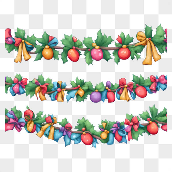 Download Colorful Holiday Garlands with Ornaments and Bows Cartoons ...