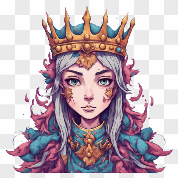 Download Fantasy Queen with Golden Crown Cartoons Online - Creative Fabrica