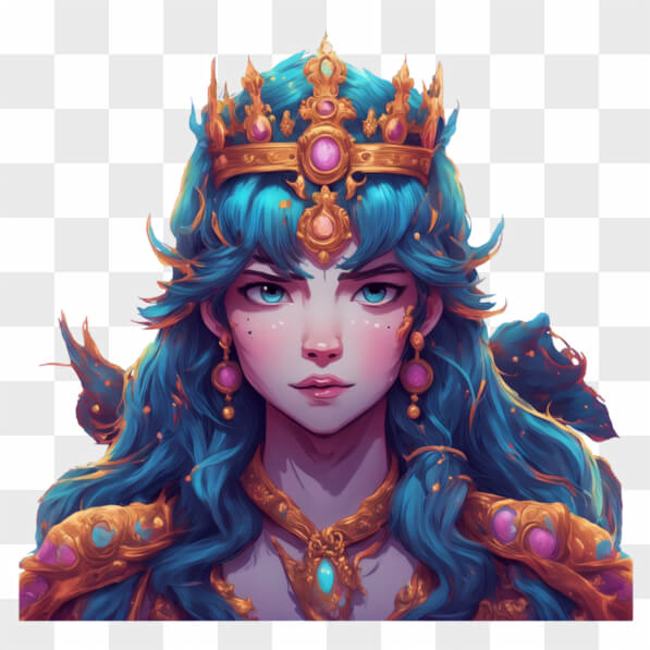 Descarga Retrato de personaje real con cabello azul y corona dorada Cartoons En Línea - Creative ...