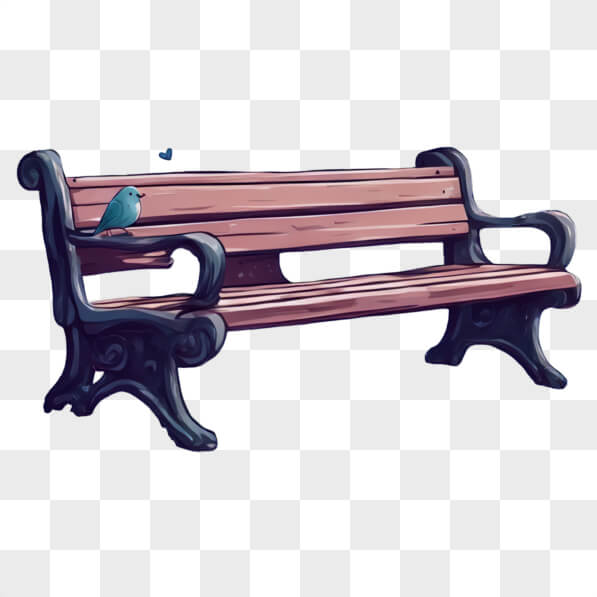Download Whimsical Bench with Bird Cartoons Online - Creative Fabrica