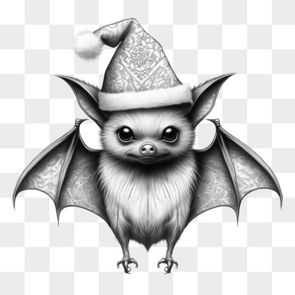 Download Cute Bat Wearing Christmas Hat Sketches Online - Creative Fabrica