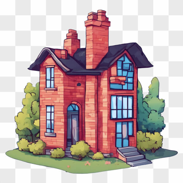 Download Charming Brick House with Greenery Cartoons Online - Creative ...