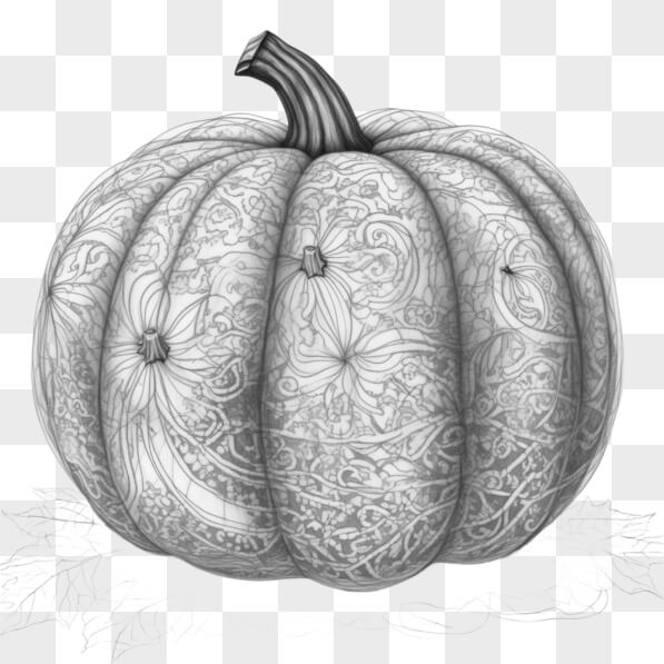 Download Intricate Sketch of a Pumpkin Sketches Online - Creative Fabrica