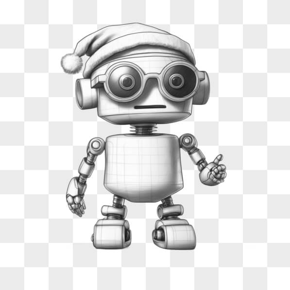 Download Stylized Robot with Santa Hat Sketches Online - Creative Fabrica