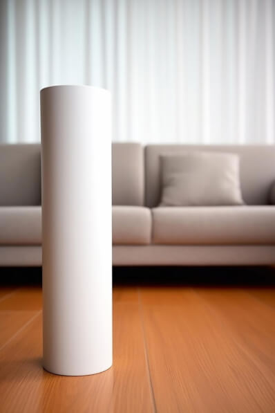 Download Modern Minimalist Interior with White Cylinder and Sofa ...